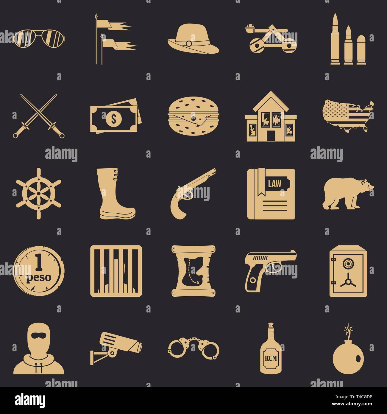 Pistol icons set, simple style Stock Vector Image & Art - Alamy