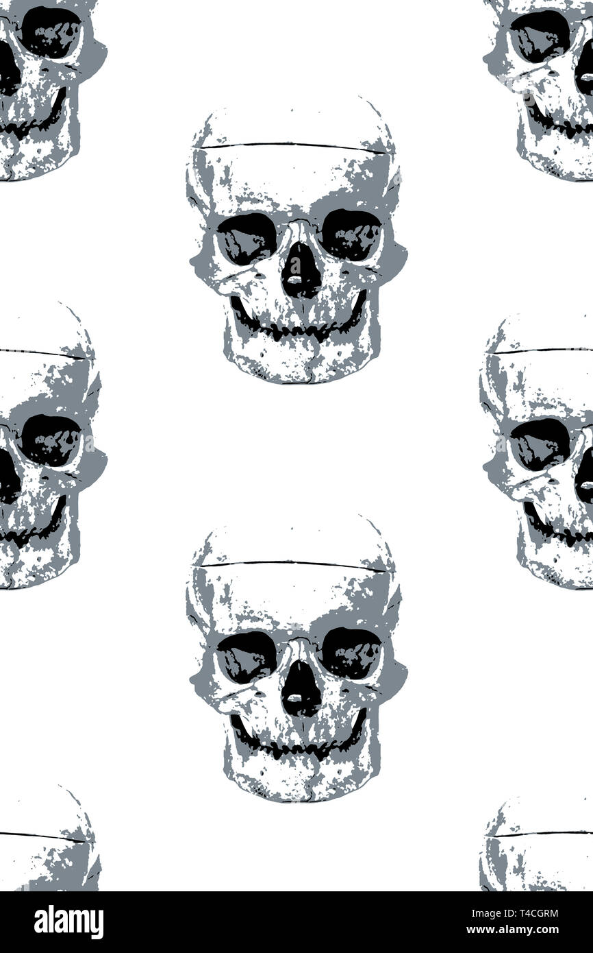 Cloth pattern with gray human skull images Stock Photo - Alamy