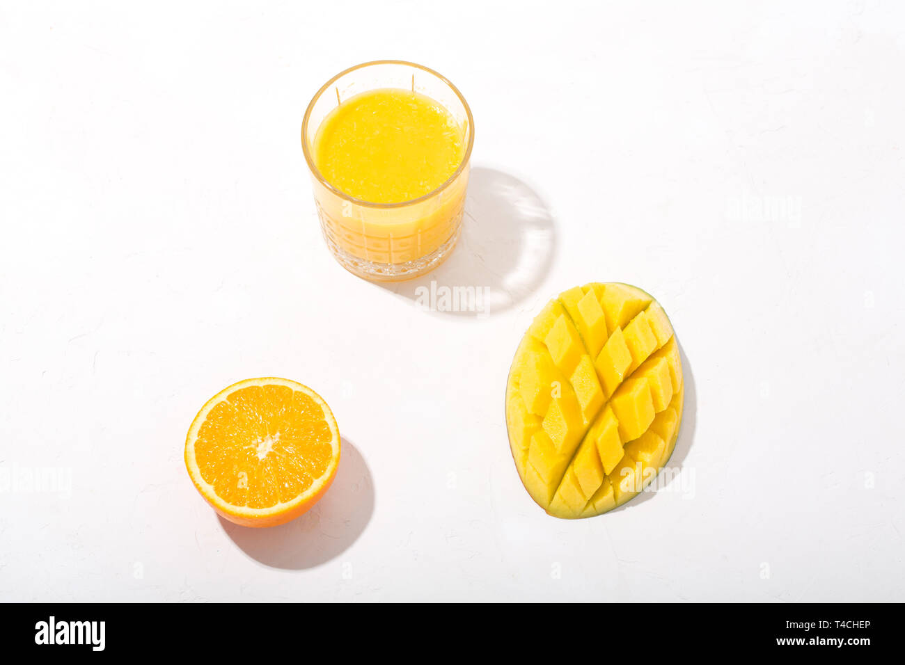 Breakfast which consist of different yellow ingredients - fruits and ...