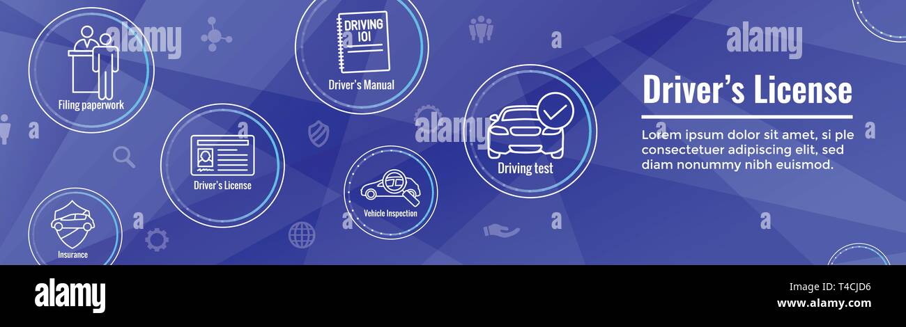 Drivers Test & License Icon Set and Web Header Banner Stock Vector ...
