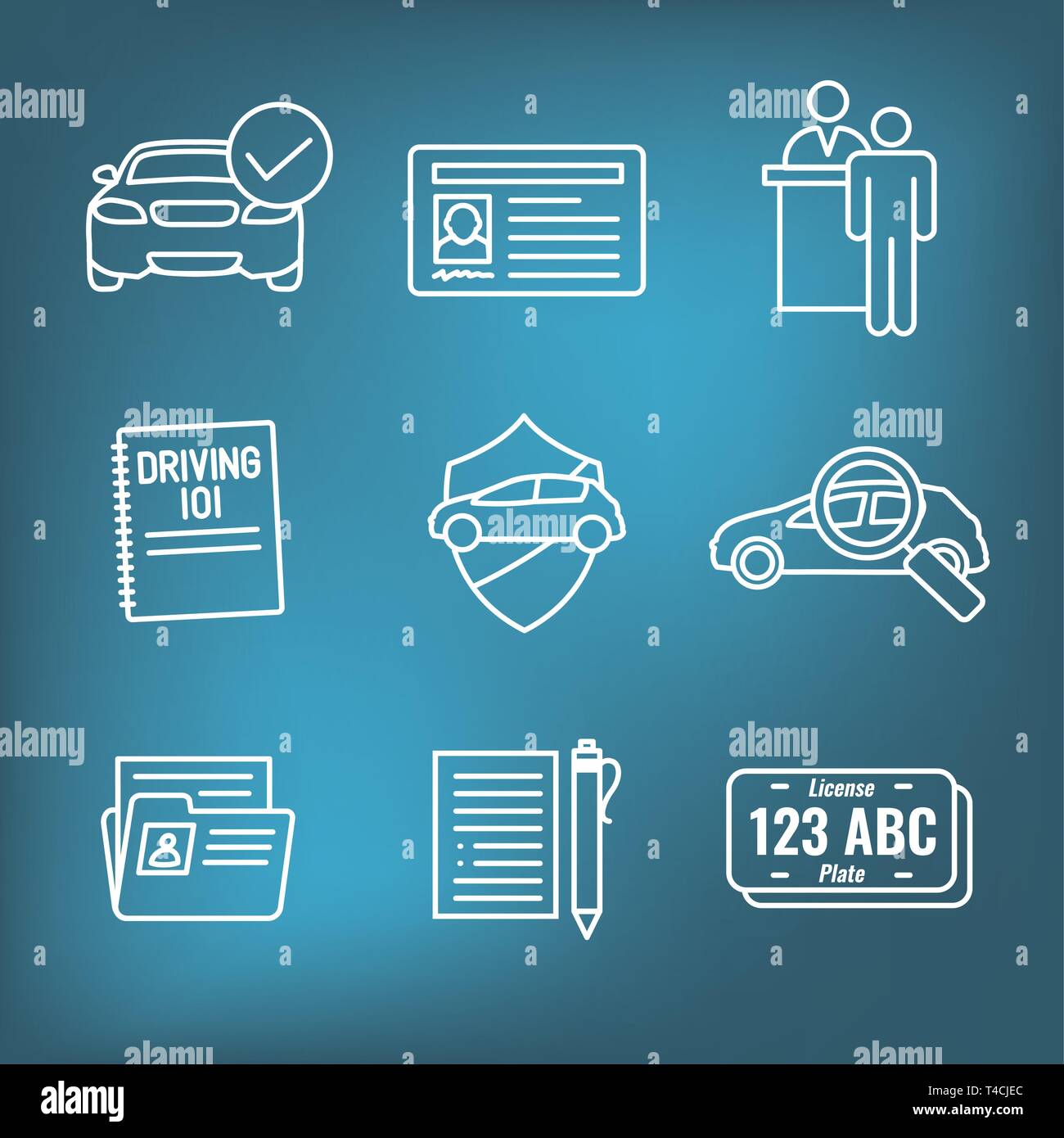 Drivers Test & License Icon Set and Web Header Banner Stock Vector ...