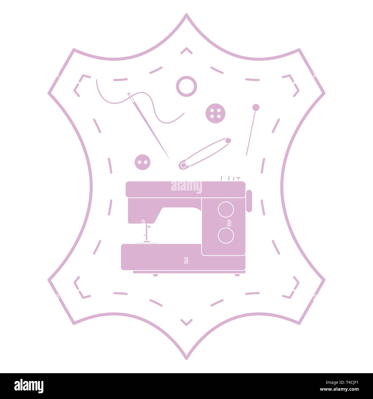 Vector illustration with tools and accessories for sewing. Button ...