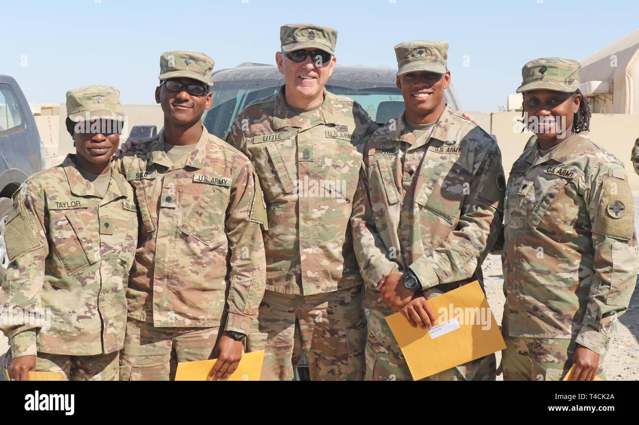 Spc. Erica Taylor, Spc. K'Trel Solo, Command Sgt. Maj. Jason Little ...