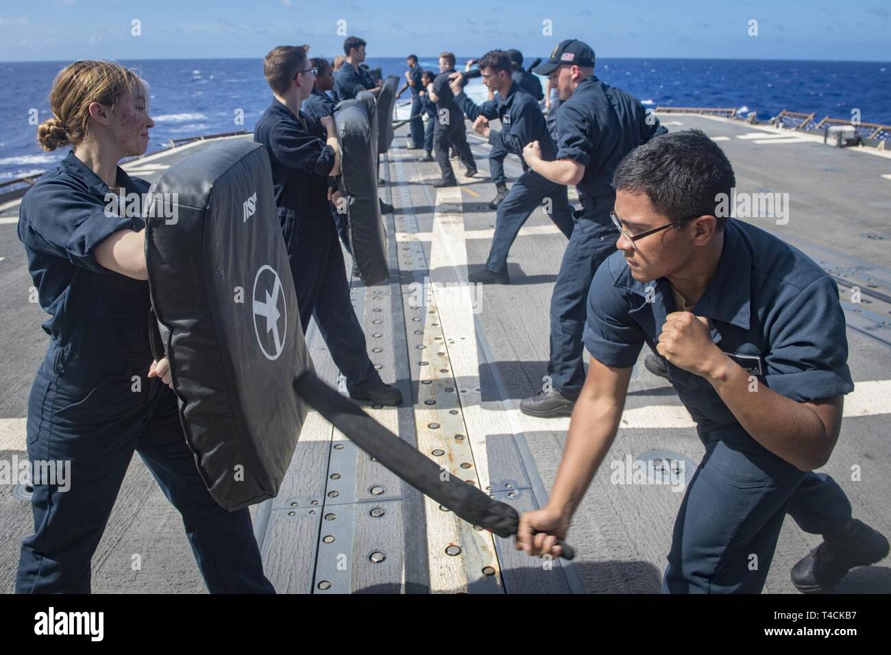 PHILIPPINE SEA (March 19, 2018) Sailors practice baton strikes during ...