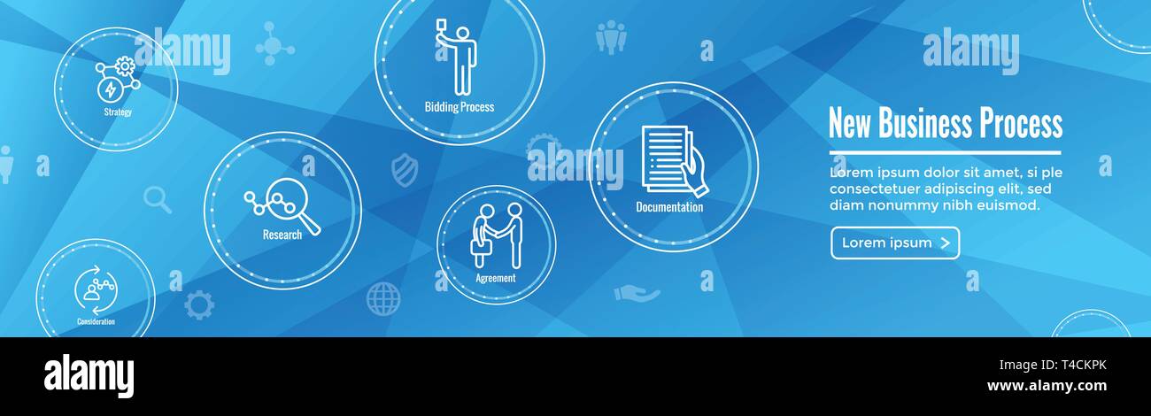 New Business Process Web Header Banner & Icon Set Stock Vector Image ...