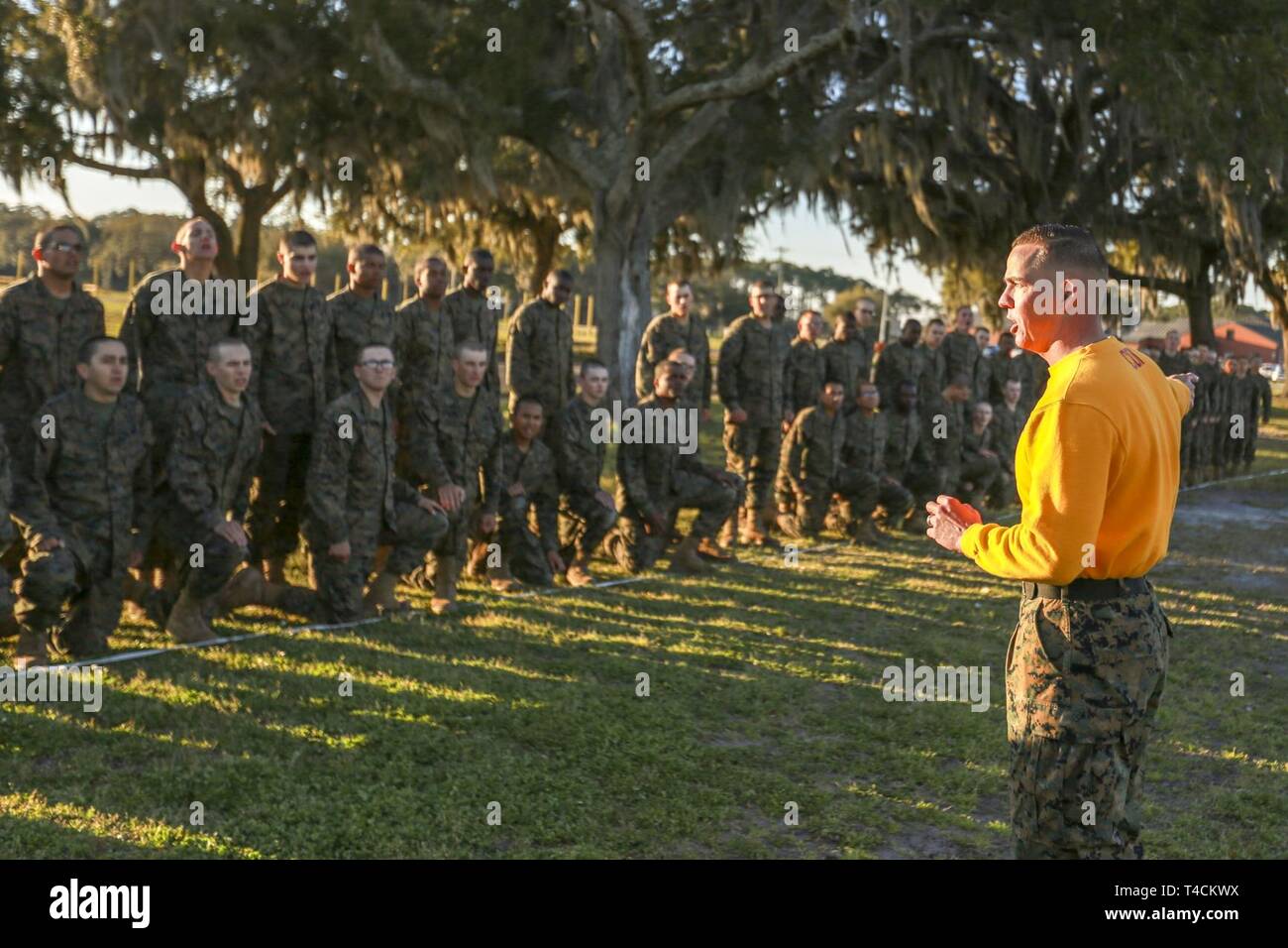 Staff Sgt. Sean Dunkee, a chief drill instructor with Fox Company, 2nd ...