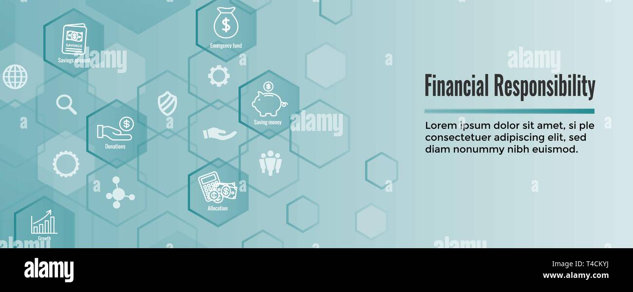 Personal Finance & Responsibility Icon Set & Web Header Banner Stock ...