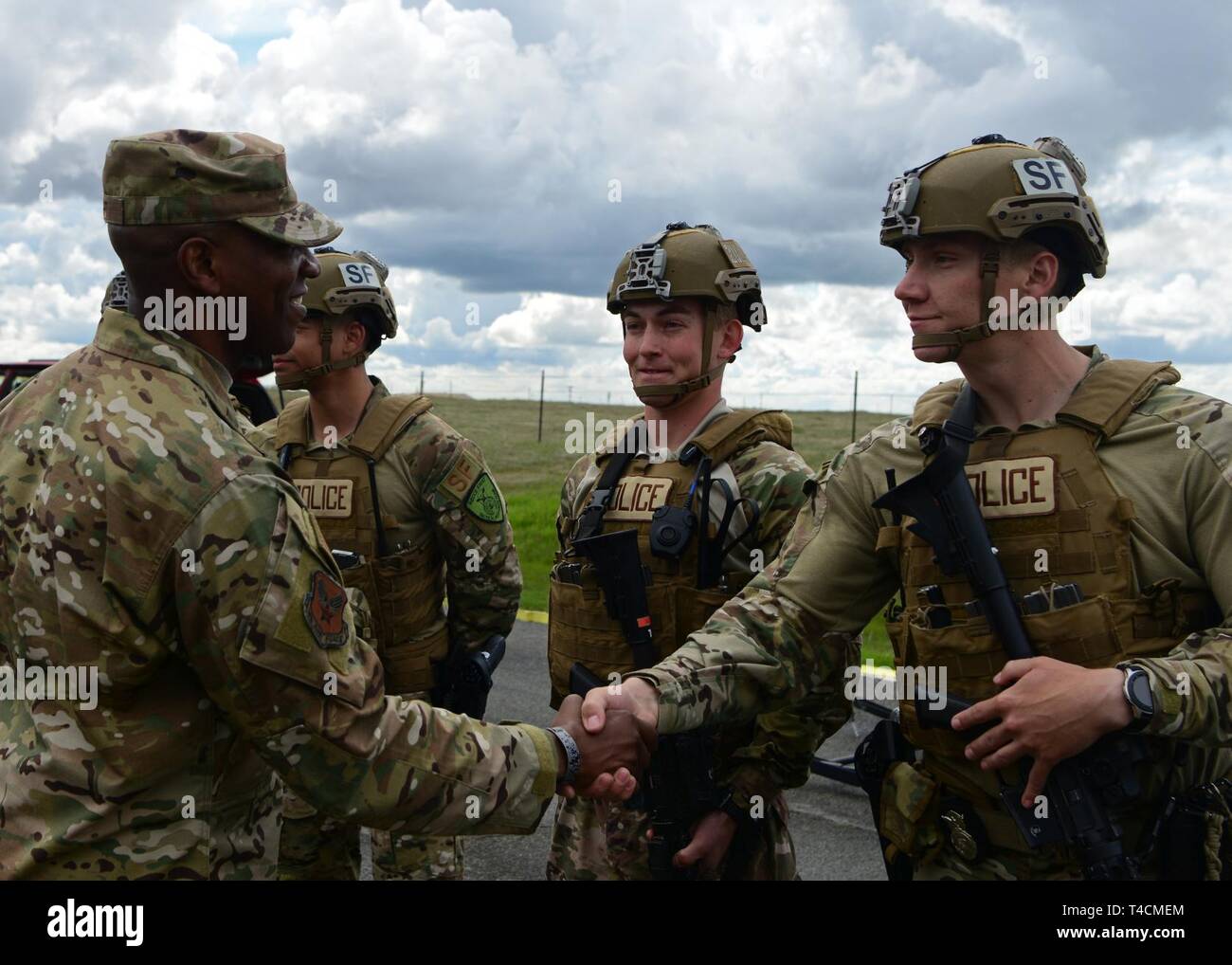 Chief Master Sgt. of the Air Force Kaleth O. Wright speaks with members ...