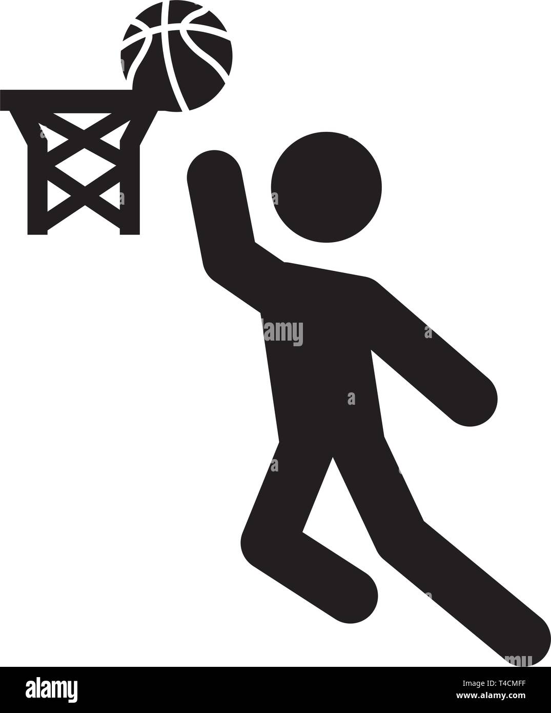 This vector image shows a layup icon in glyph style. It is isolated on ...