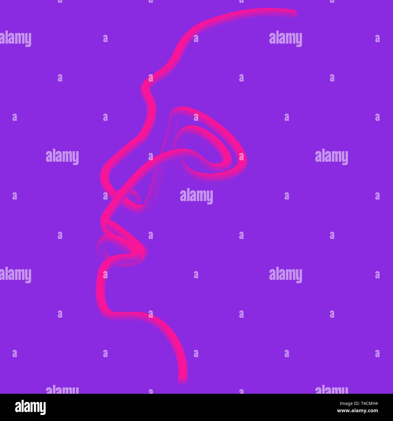 Man of one line. Vector illustration of a black man face on a color ...