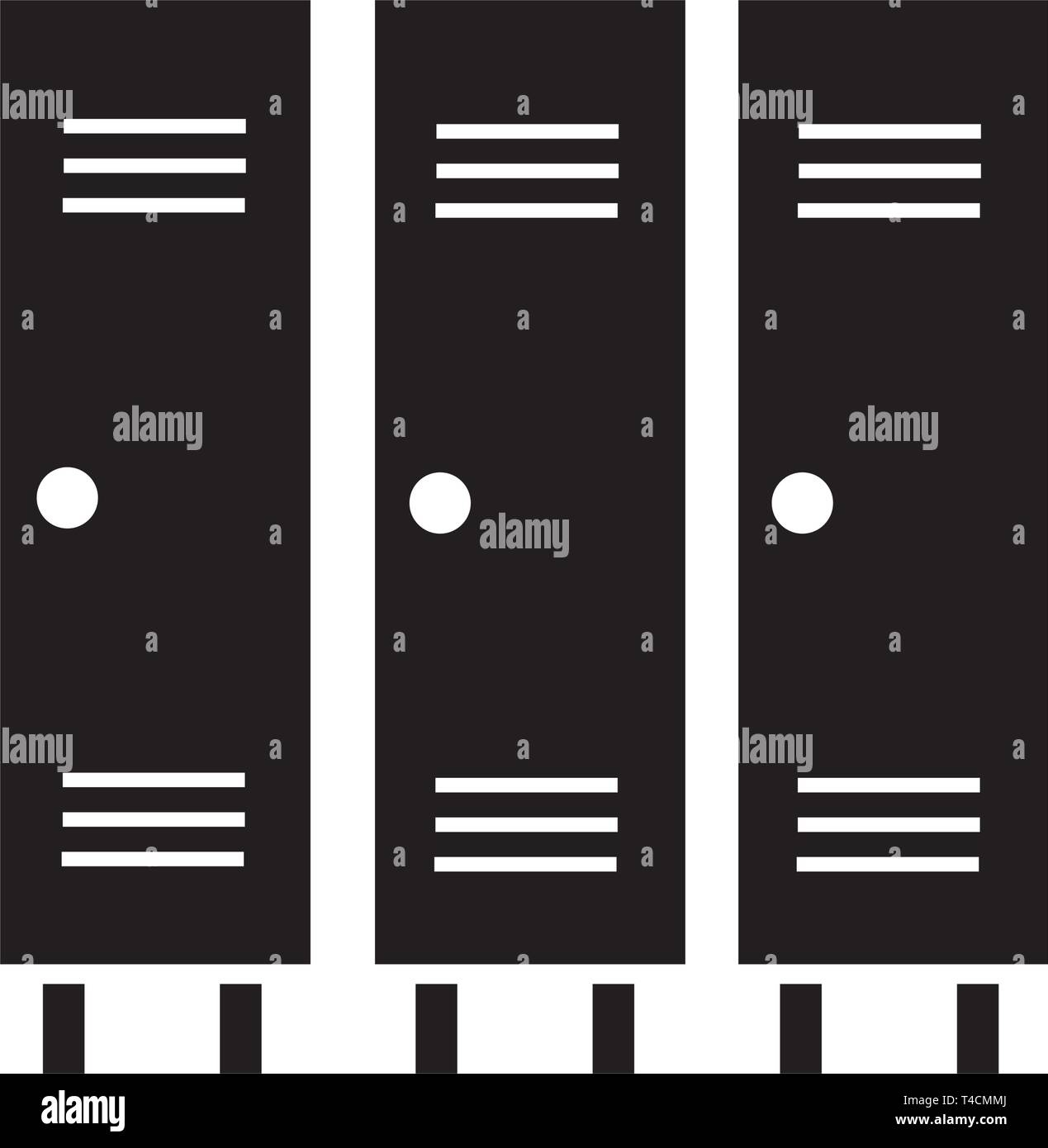 This vector image shows a locker icon in glyph style. It is isolated on ...