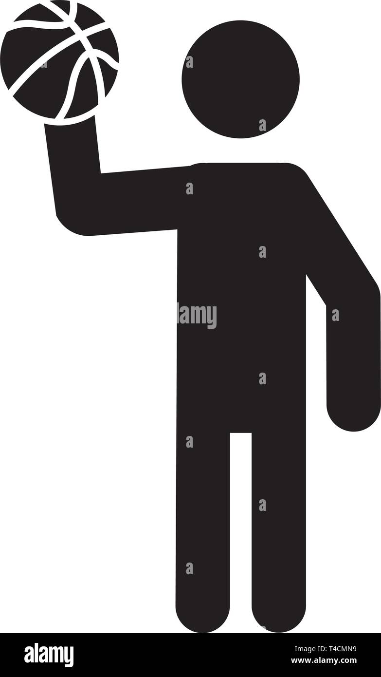 This vector image shows a hand holding a ball icon in glyph style. It ...