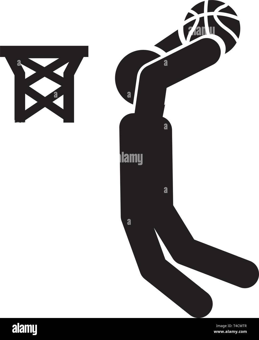 This vector image shows a slam dunk icon in glyph style. It is isolated ...