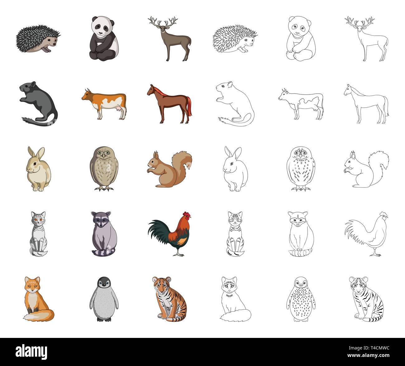 animal,beast,bird,breed,cartoon,outline,cat,collection,cow,deer,design ...