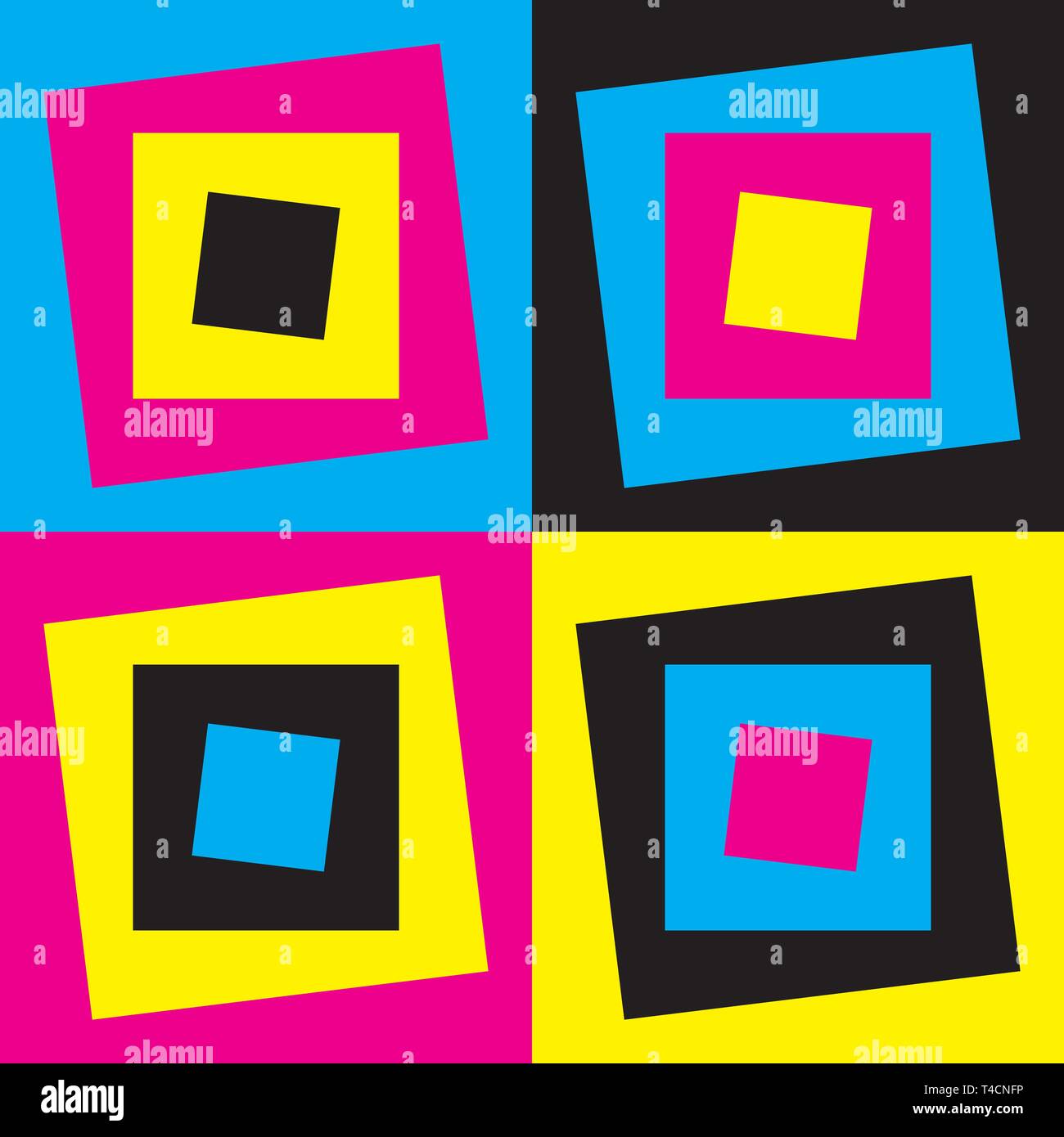 Cyan Magenta Yellow Black alternate squars color pallete concentrycal ...