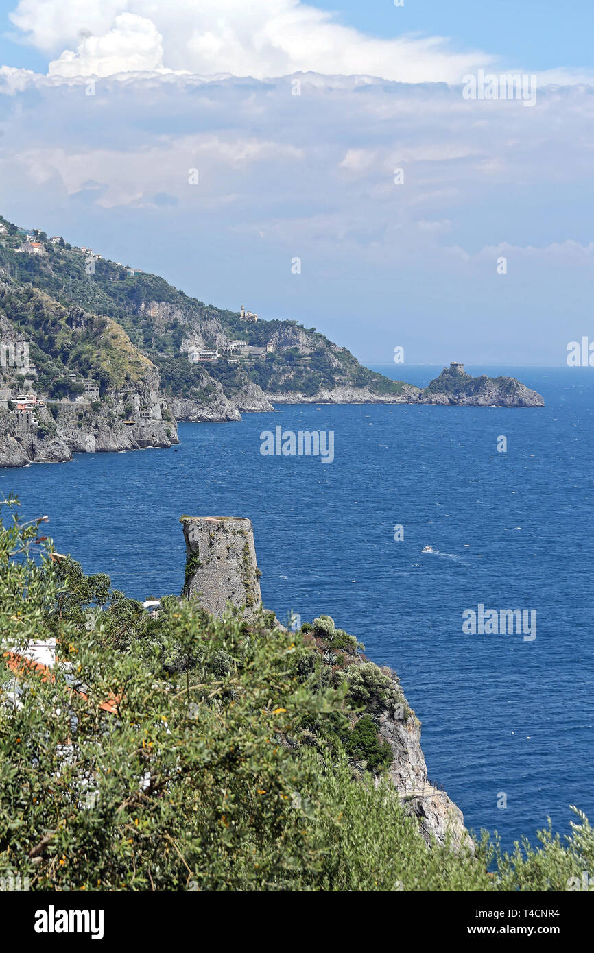 Medieval Towers Fort at Amalfi Coast in Italiy Stock Photo - Alamy