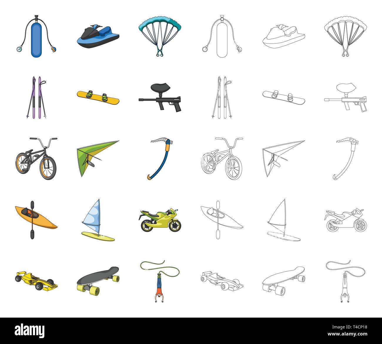 Extreme sport cartoon,outline icons in set collection for design ...