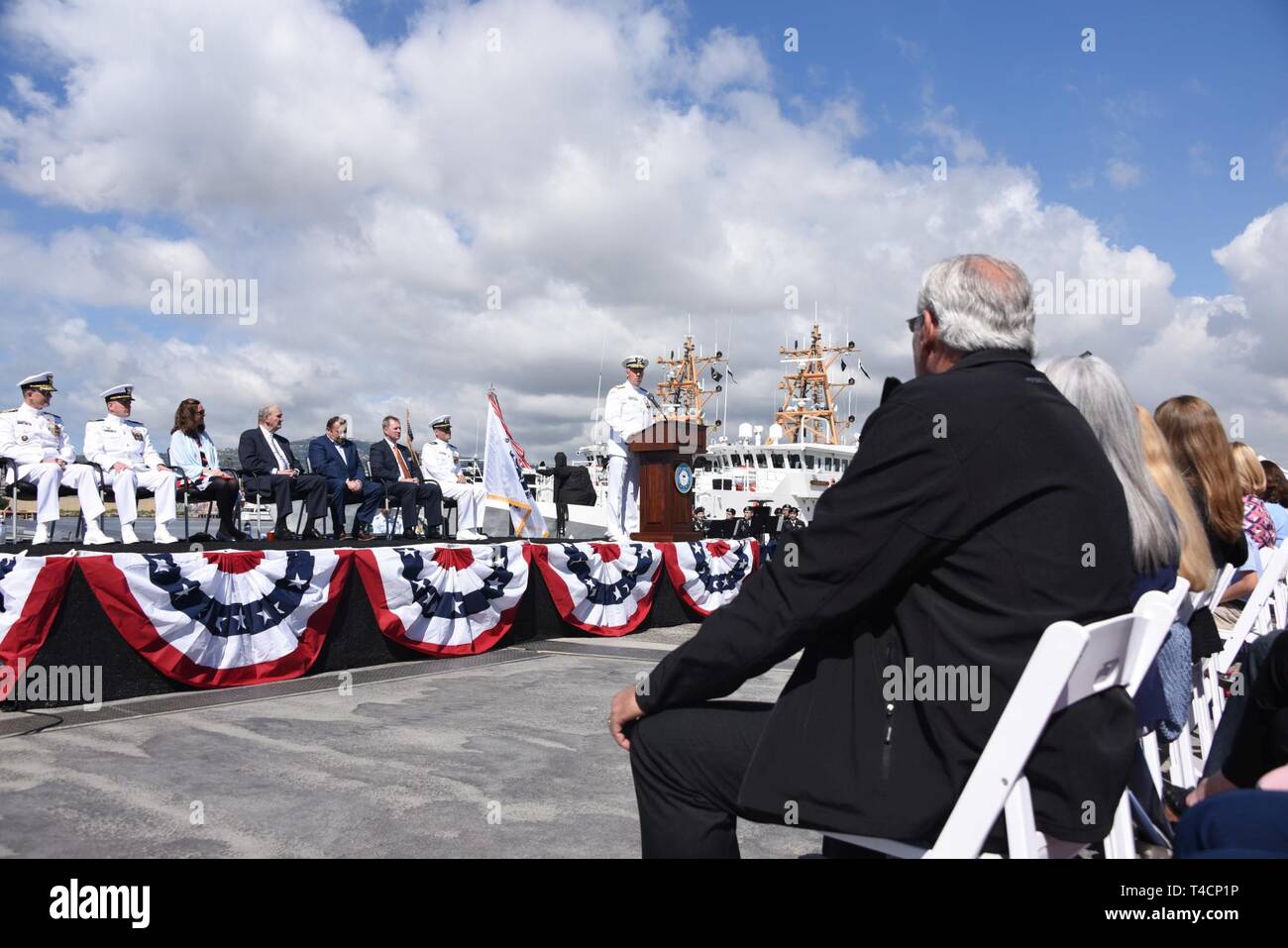 Adm. Karl Shultz, Coast Guard commandant, addresses attendees at the ...
