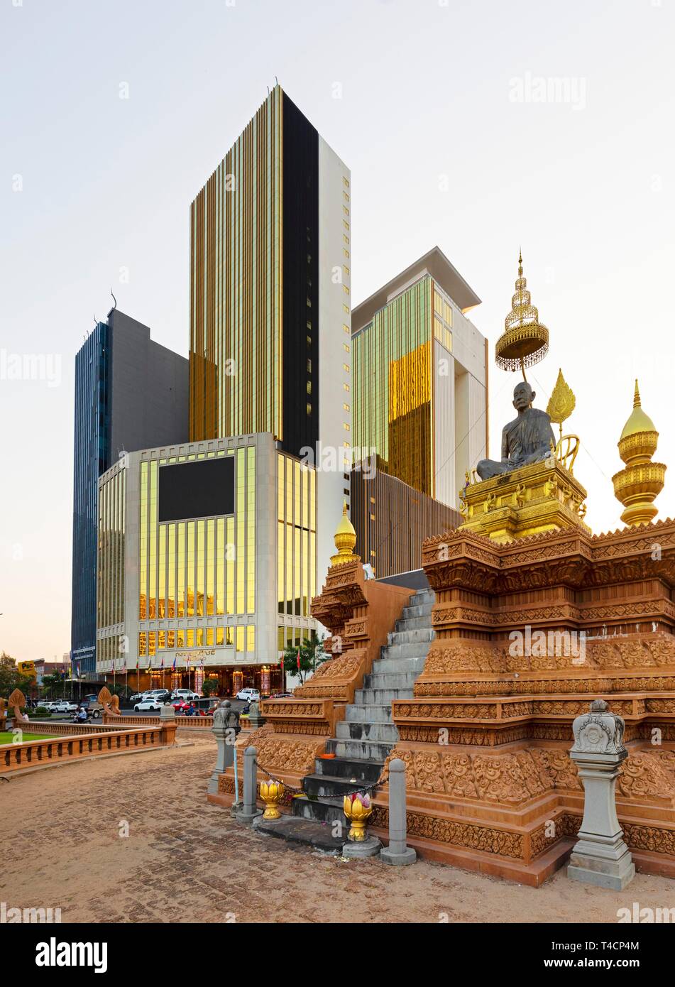 Statue of Monk Samdech Chuon Nath in front of Nagaworld Casino, Phnom ...