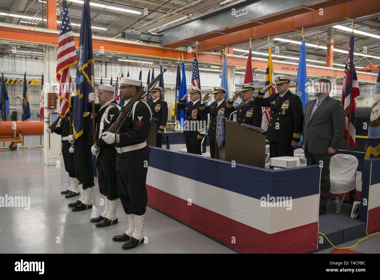 KEYPORT, Wash. (March 22, 2019) The Trident Refit Facility Color Guard displays the colors ...