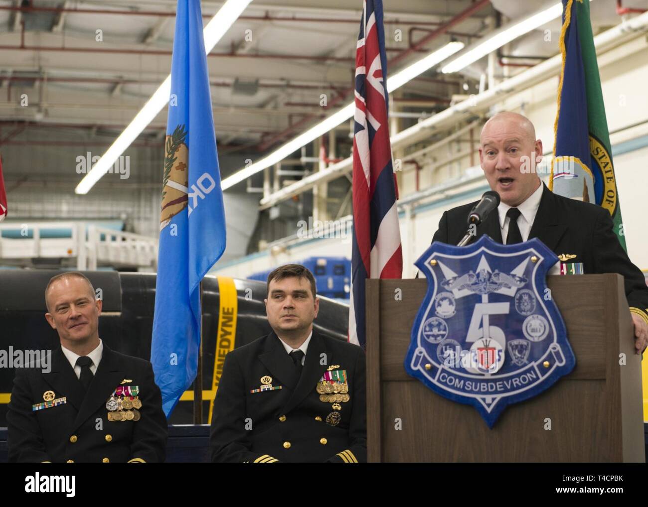 KEYPORT, Wash. (March 22, 2019) Cmdr. Scott Smith, from Hartford, South Dakota, delivers remarks ...