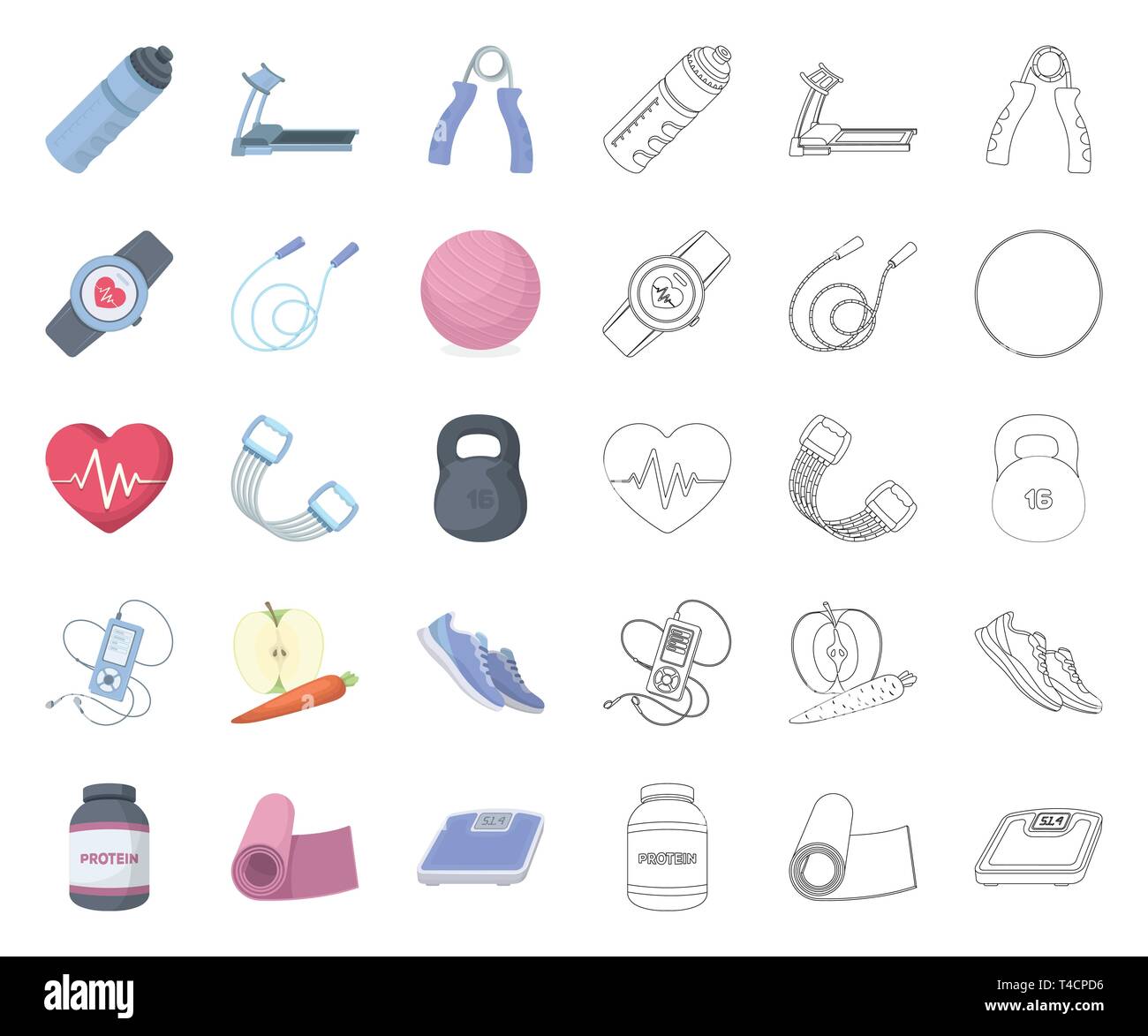 Gym and training cartoon,outline icons in set collection for design ...