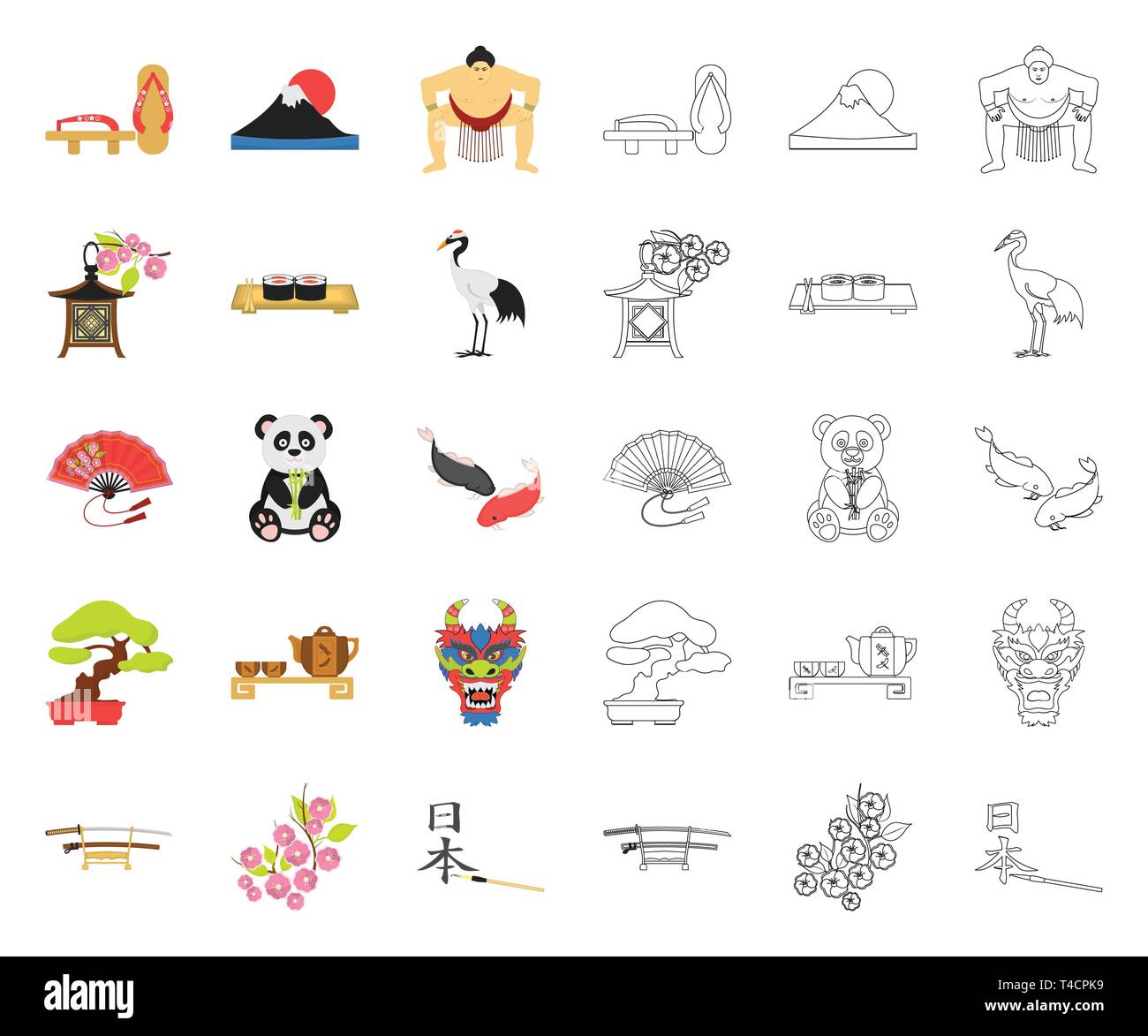 Country Japan cartoon,outline icons in set collection for design.Japan ...