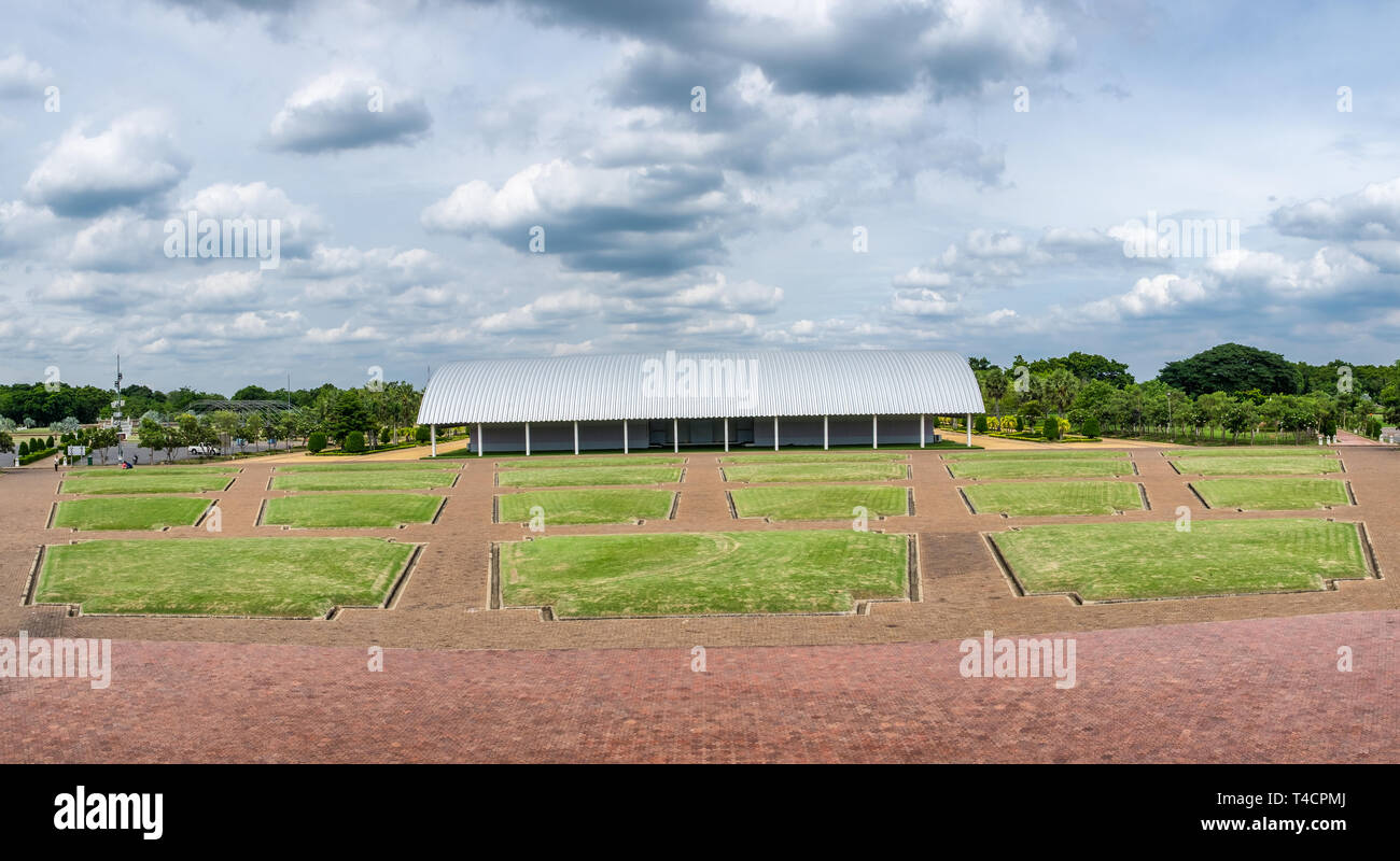 Rectangular lawn and walkway decoration in national park Stock Photo ...