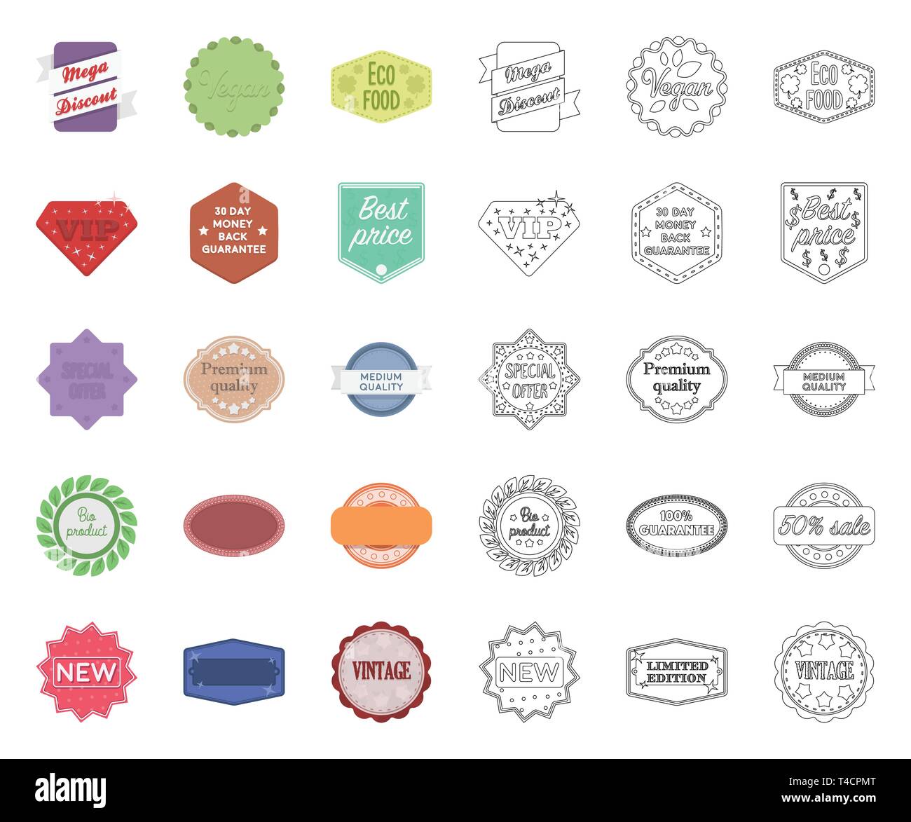 Different label cartoon,outline icons in set collection for design ...