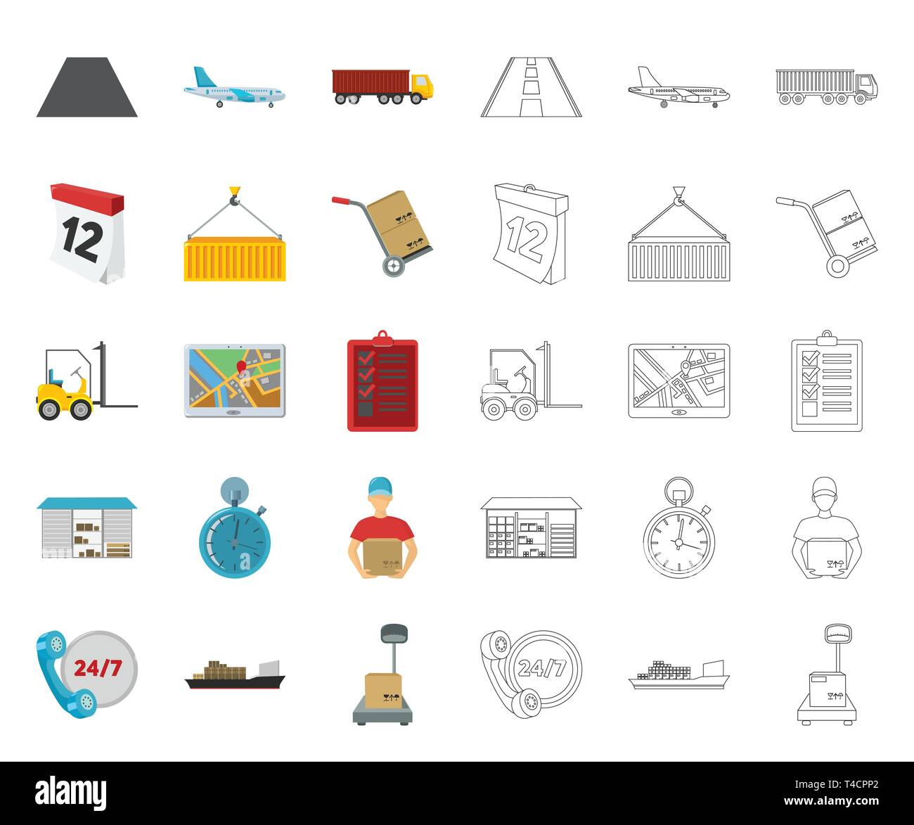 Logistics service cartoon,outline icons in set collection for design ...