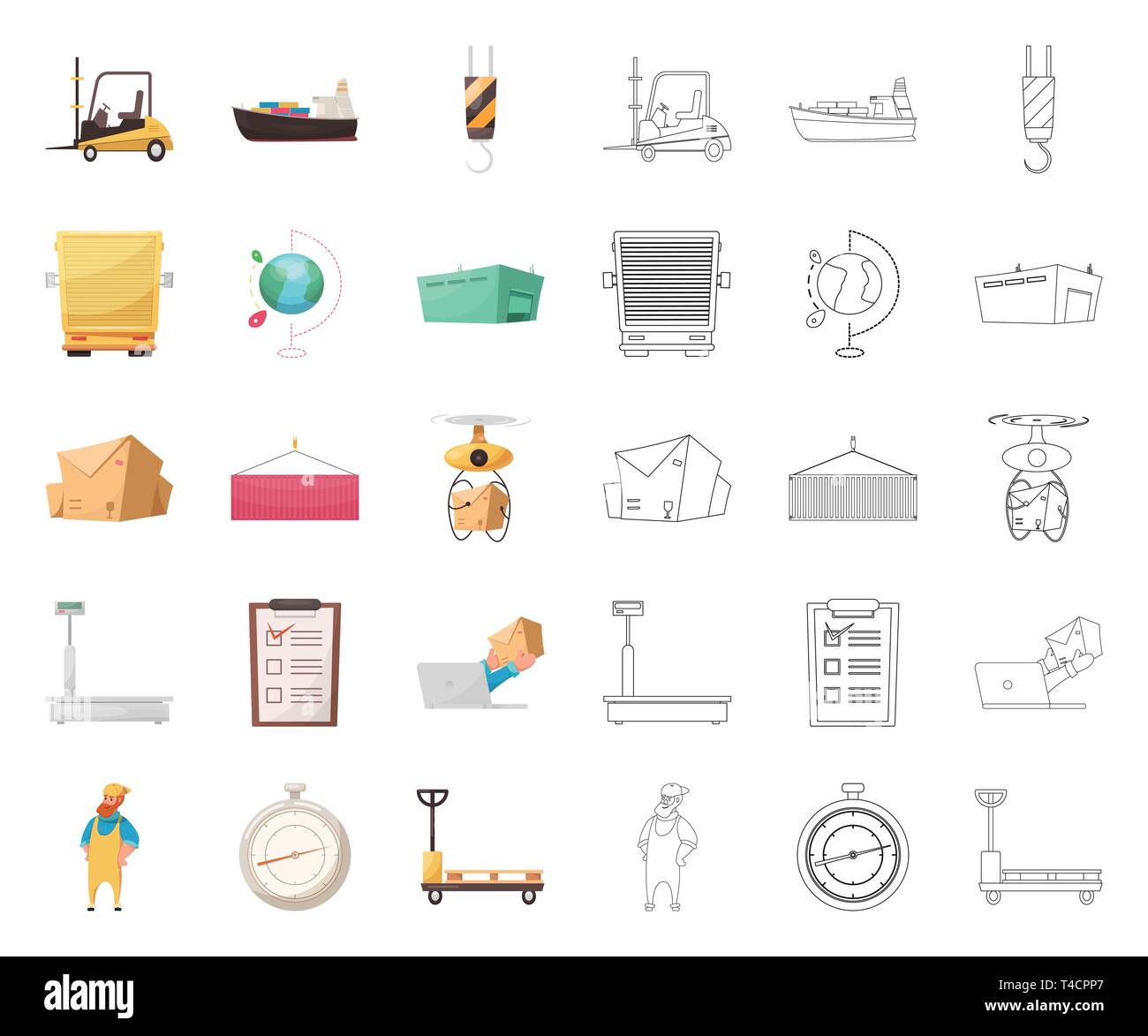 Vector design of goods and cargo symbol. Set of goods and warehouse ...