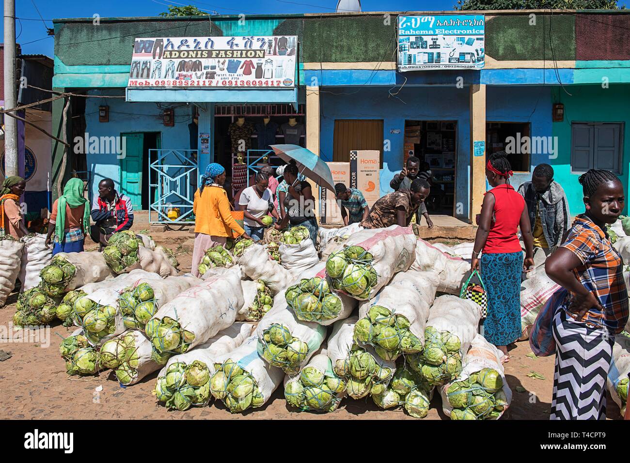 Market with vegetables in Jinka, Lower Omo Valley, Omo Region, South ...
