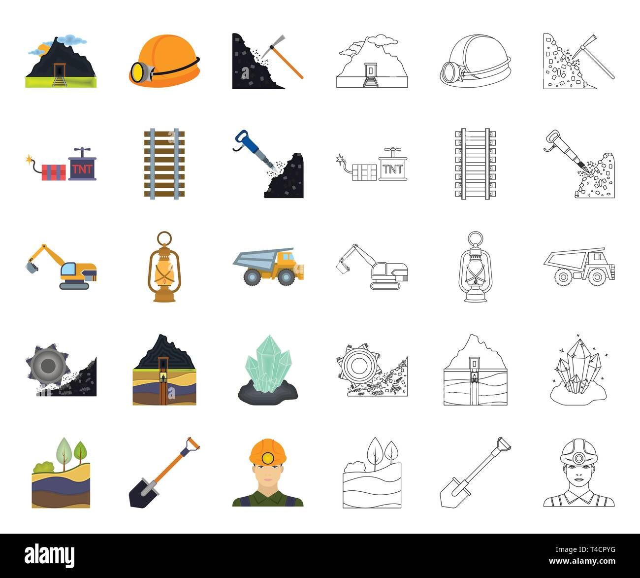 Mining industry cartoon,outline icons in set collection for design ...