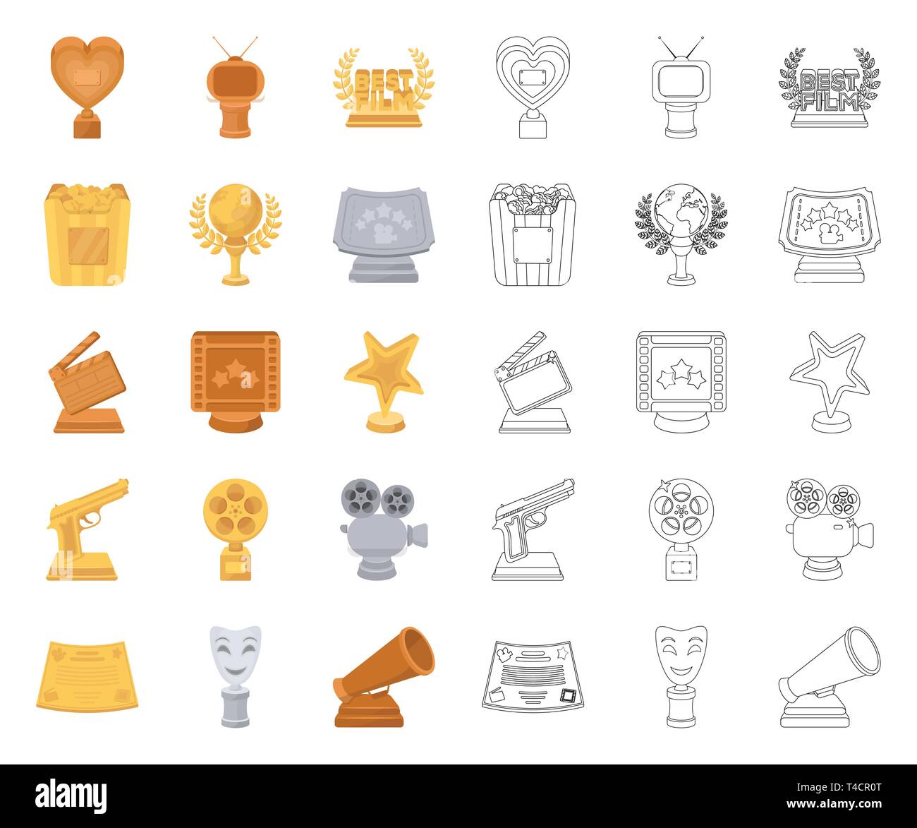 Film awards and prizes cartoon,outline icons in set collection for ...