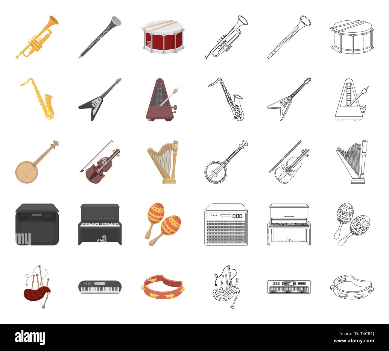 Musical instrument cartoon,outline icons in set collection for design ...