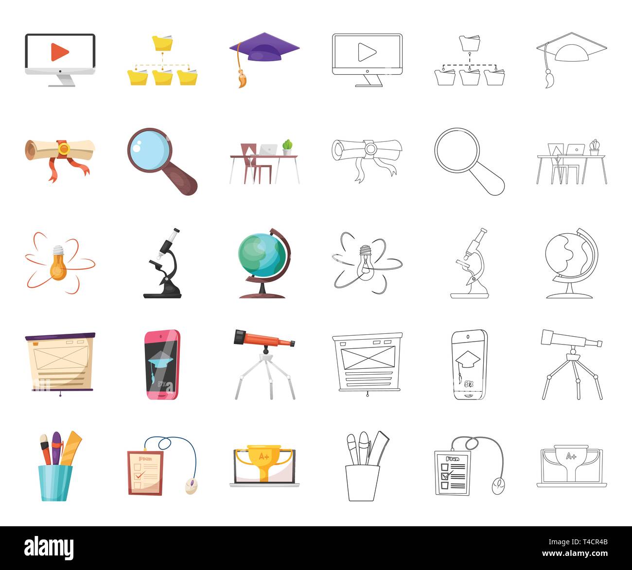 Vector illustration of education and learning sign. Collection of ...