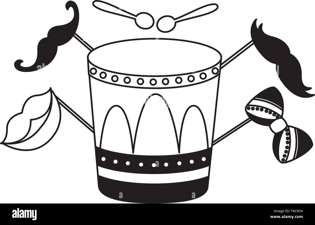drum with lips mustache sticks Stock Vector Image & Art - Alamy