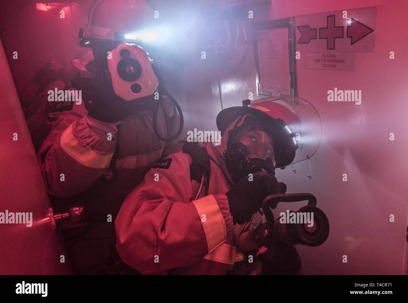CHANNEL (March 21, 2019) Fireman Jacob Black, left, and Personnel ...
