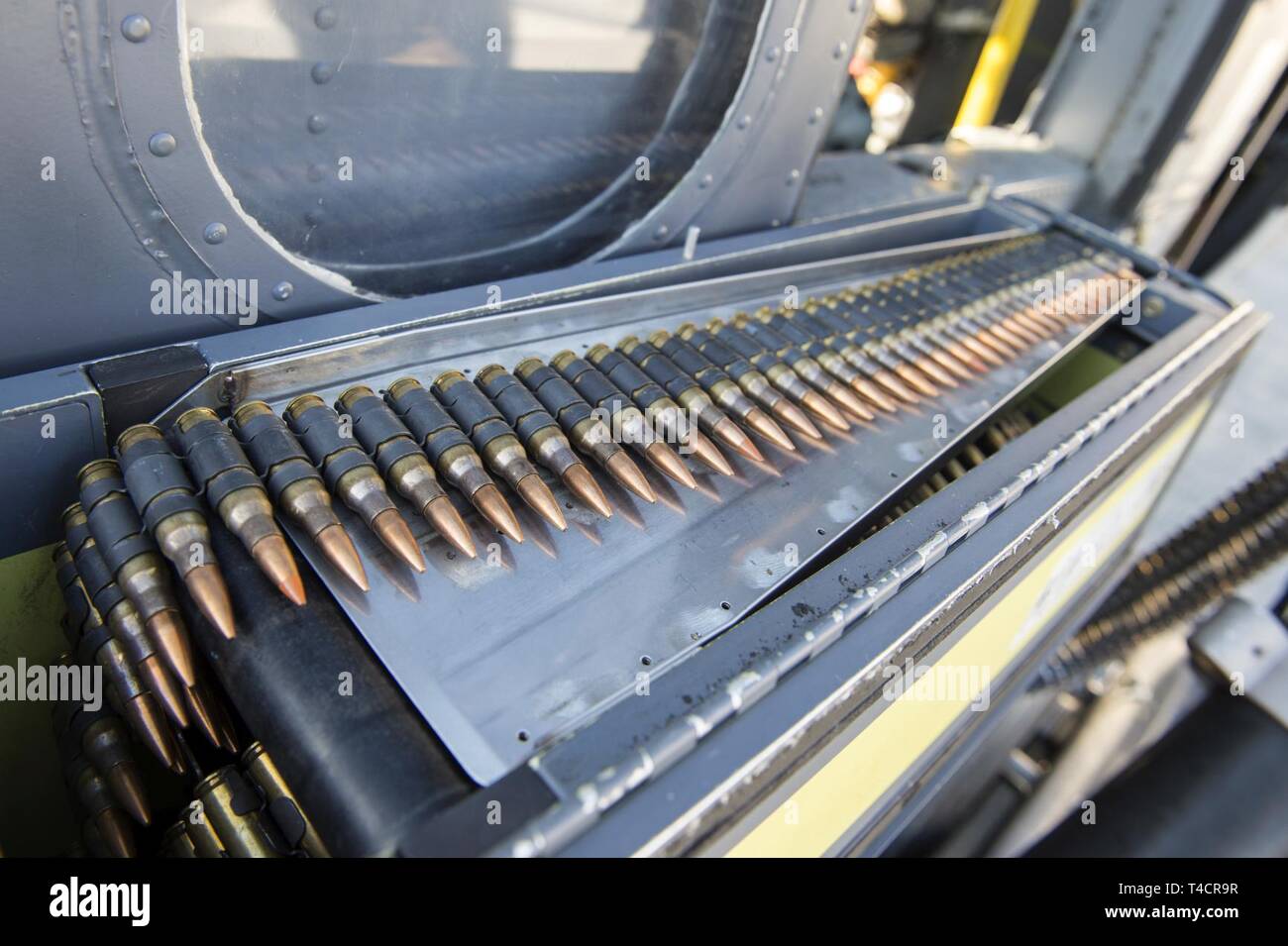 Linked ammunition for the GAU-2 7.62 mm minigun is ready for live-fire ...