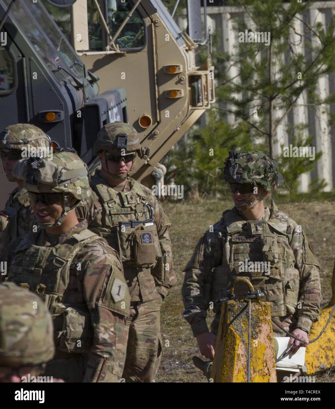 U.S. Army 1st Lt. Autumn R. Mitchell (far right), third platoon leader ...