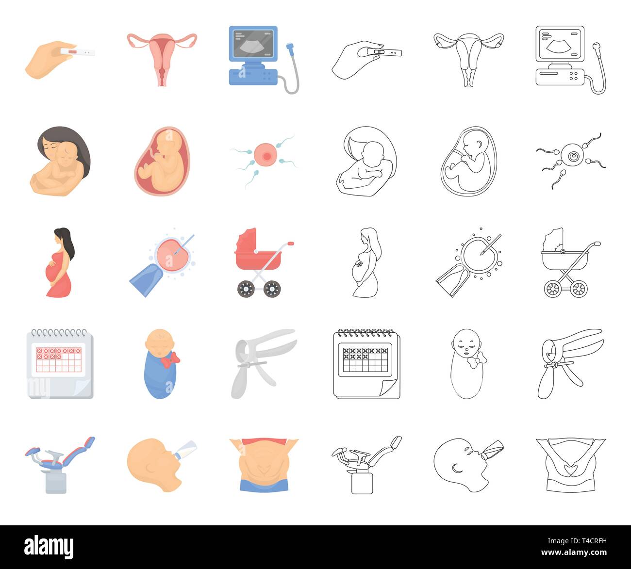 Woman and pregnancy cartoon,outline icons in set collection for design ...