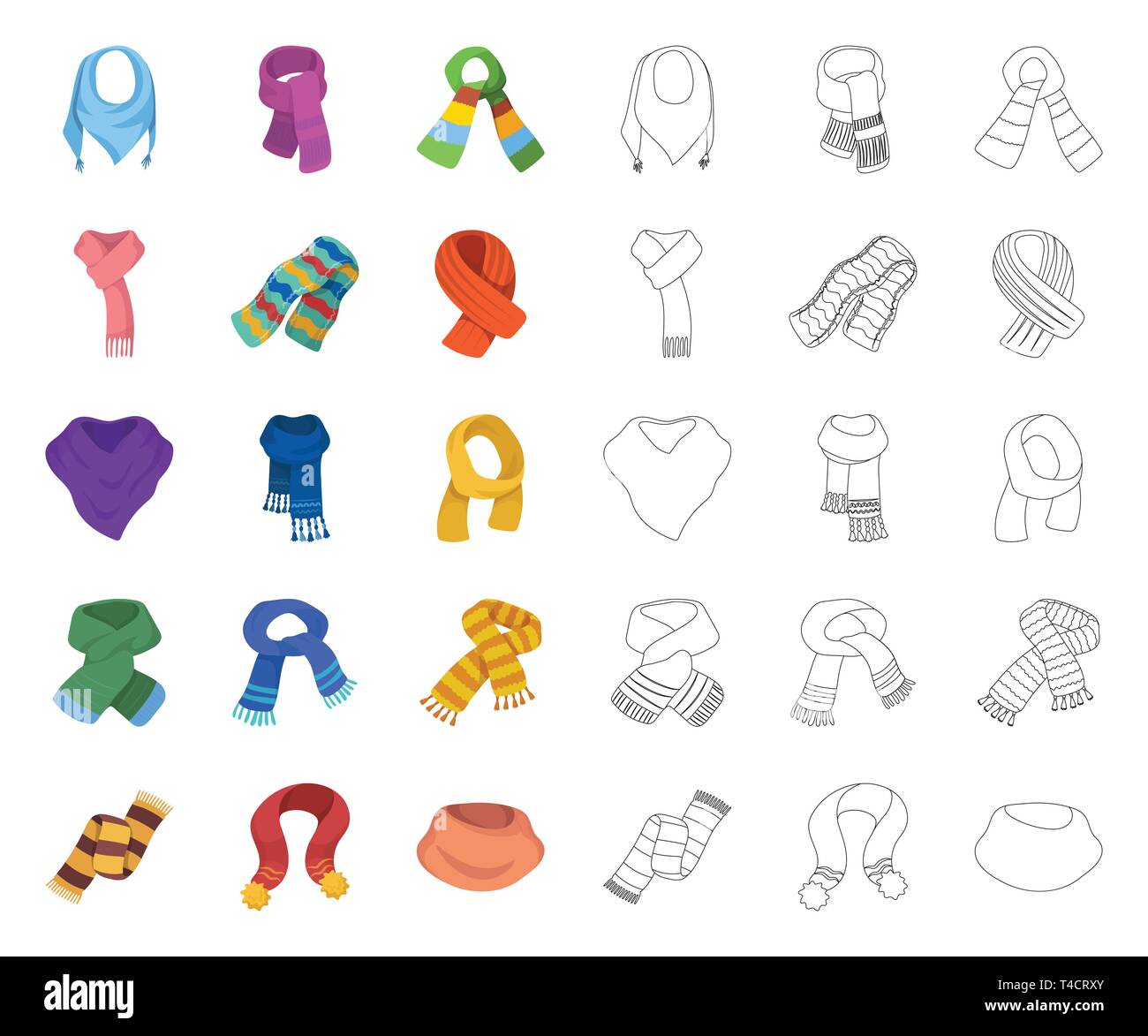 Scarf and Shawl cartoon,outline icons in set collection for design ...