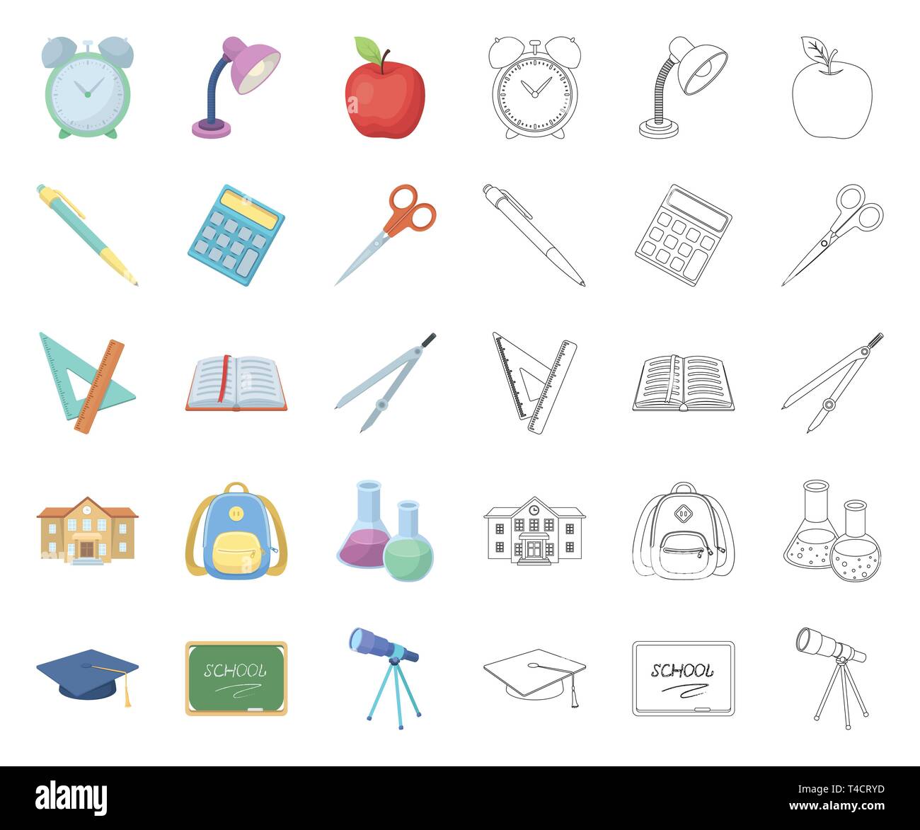 School and education cartoon,outline icons in set collection for design ...