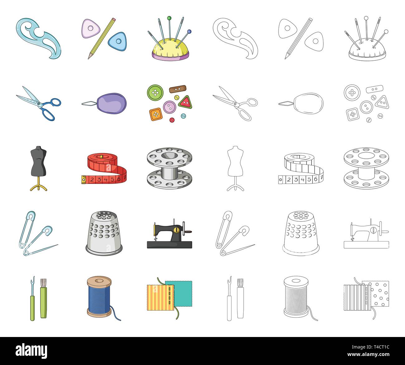 Sewing, atelier cartoon,outline icons in set collection for design ...