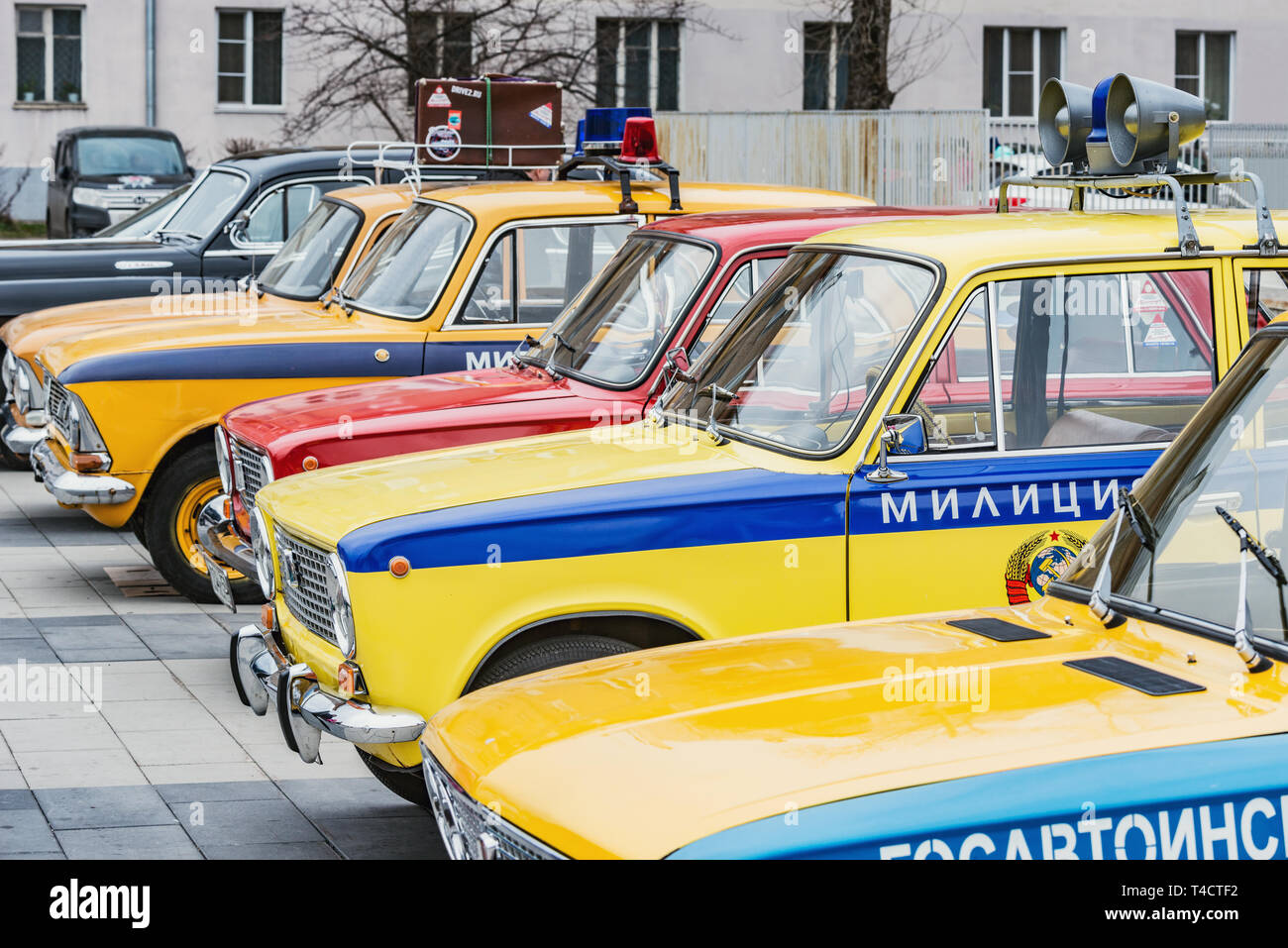 Parade of the retro Soviet cars on the central city square Stock Photo ...