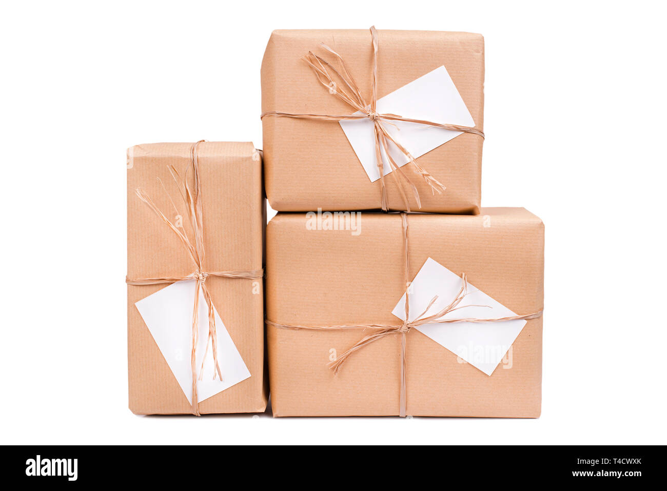 Stacked gift box with card Stock Photo - Alamy