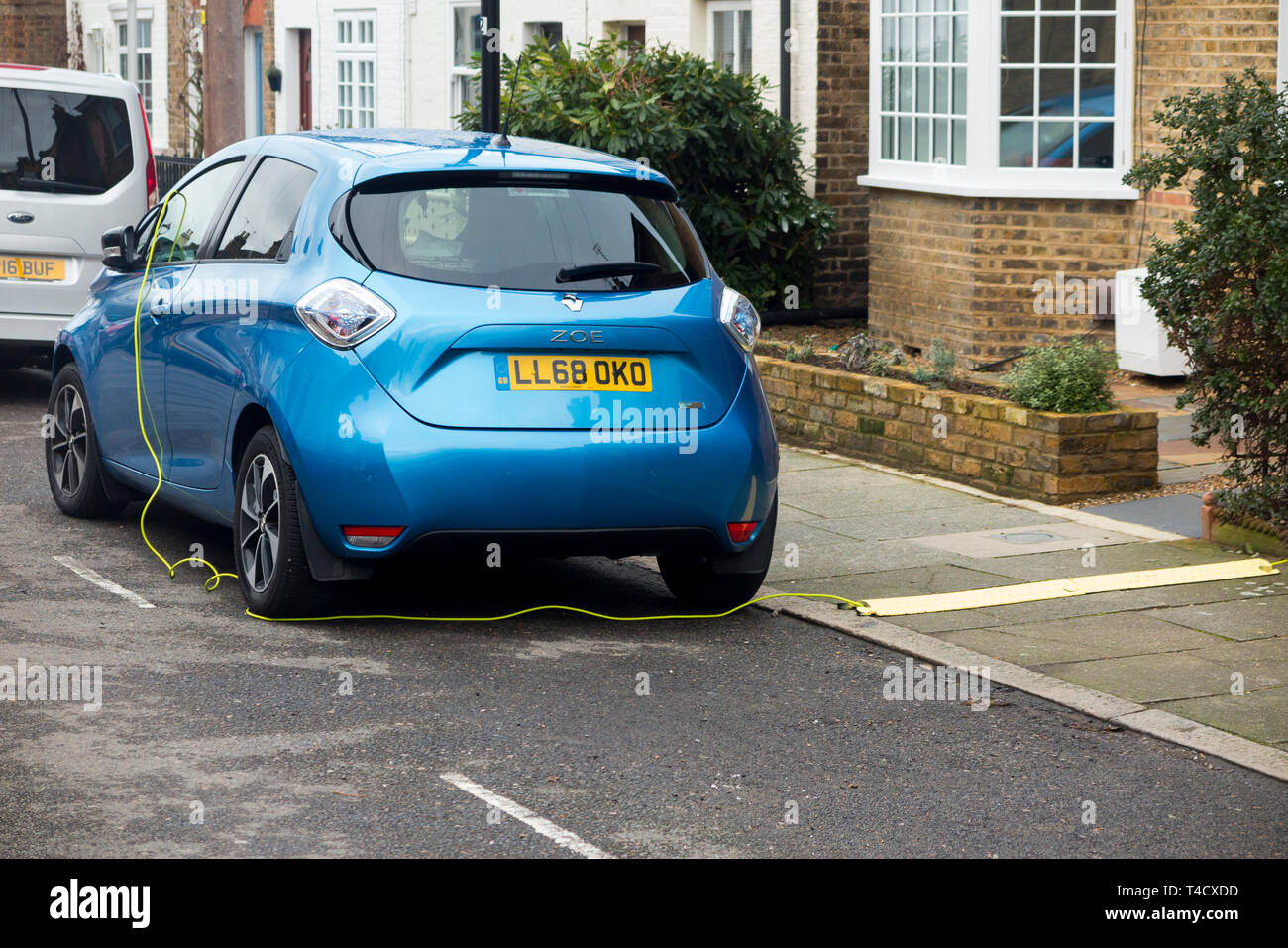 Renault Zoe electric car vehicle with batteries being charged up using ...