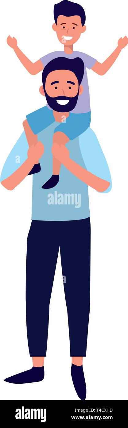 man carrying a child avatar cartoon character vector illustration ...