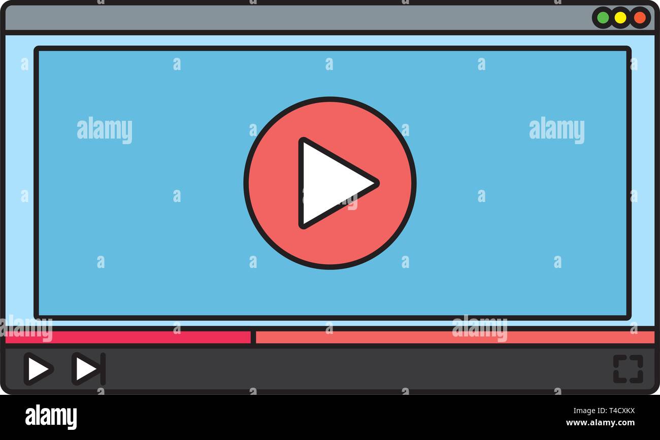 technology device pc screen media player cartoon vector illustration ...