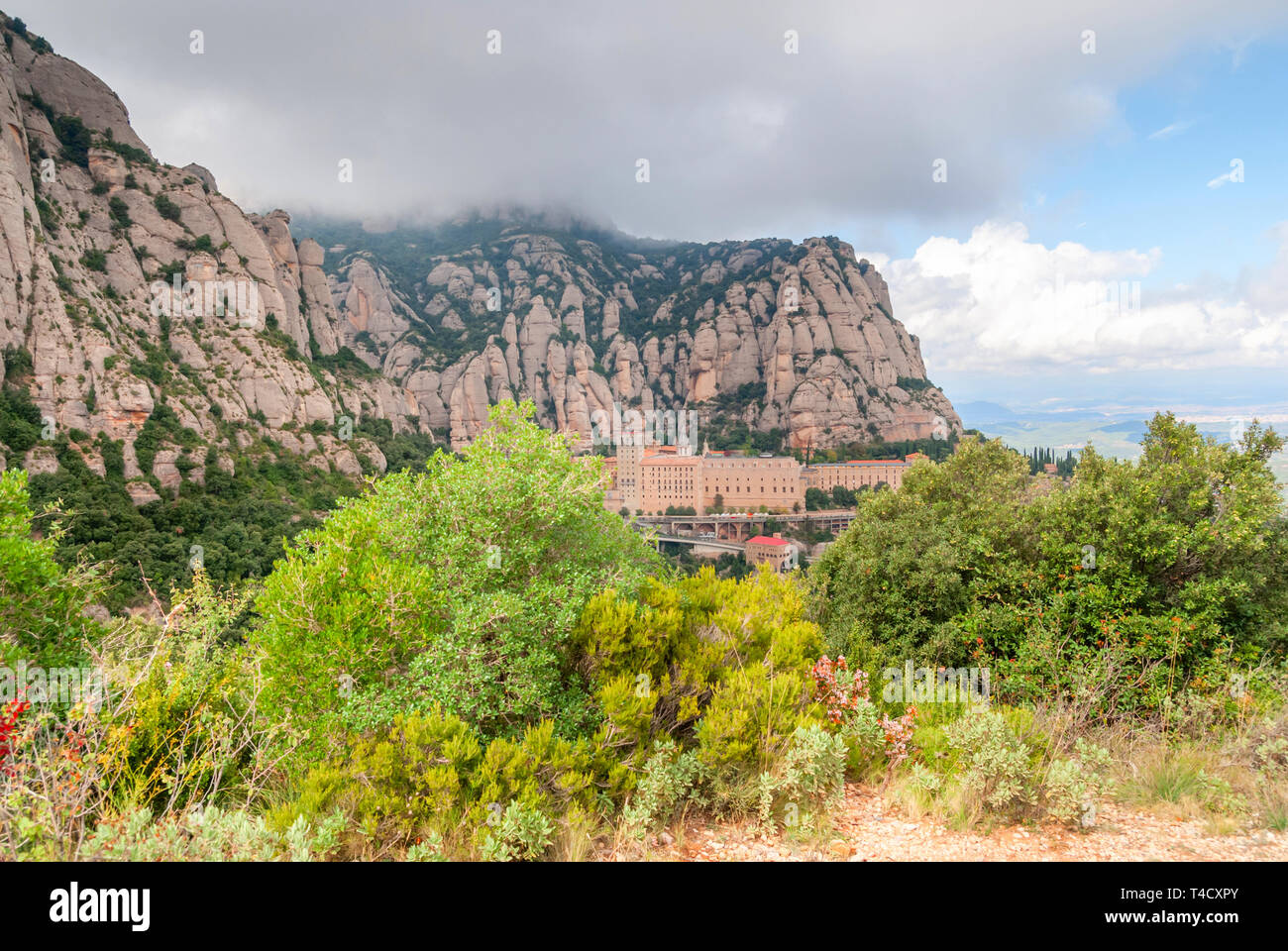 Santa Maria de Montserrat Abbey in Monistrol de Montserrat, Catalonia ...